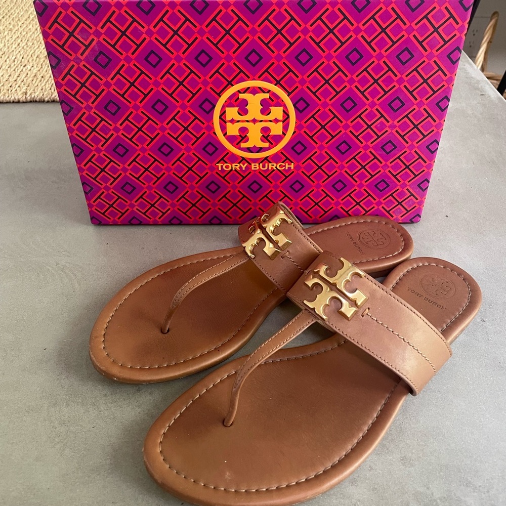 Tory Burch “Everly” Backless Flat Thong Sandal In Roy… - Gem